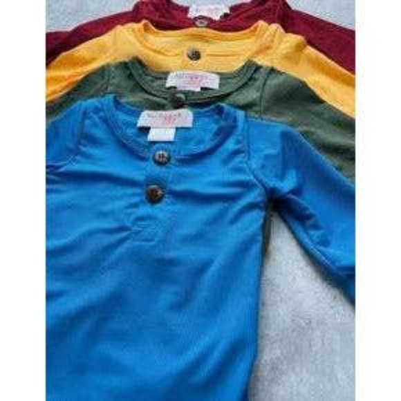 Bizzy's | Shirts & Tops | Childrens Yellow Ribbed Henley Top | Poshmark